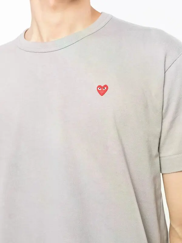 Play Comme Des Garcon Heart-patch Short-sleeve T-shirt - Grey