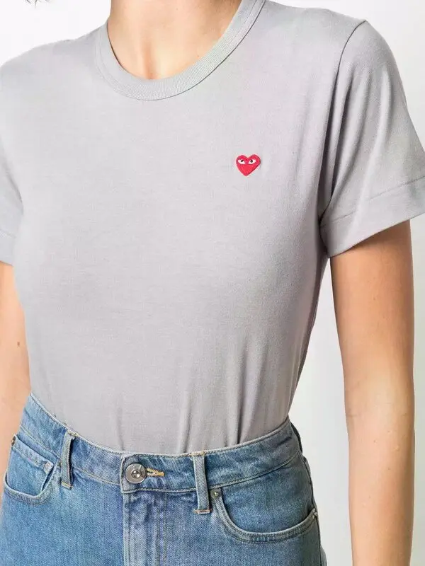 Play Comme Des Garcon Embroidered-logo Cotton T-shirt