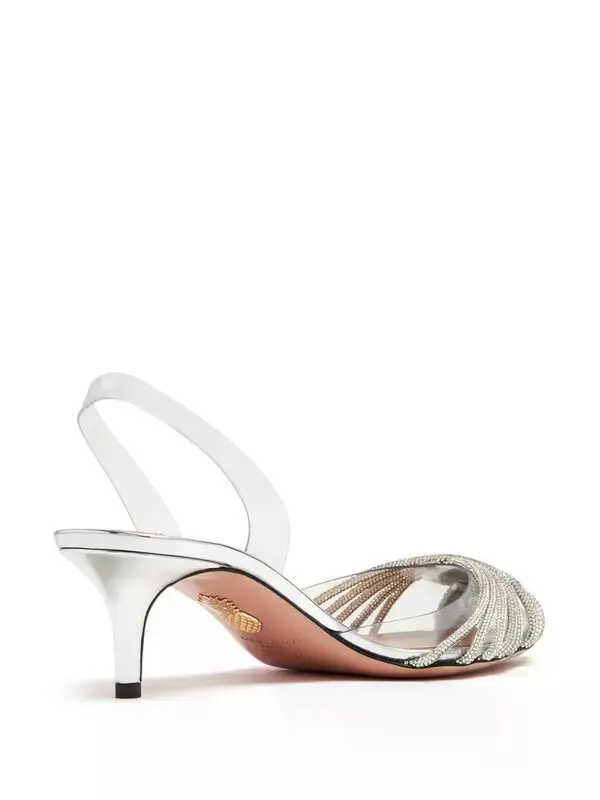 AQUAZZURA 50mm Gatsby Pumps With Crystal Embellishment - Silver