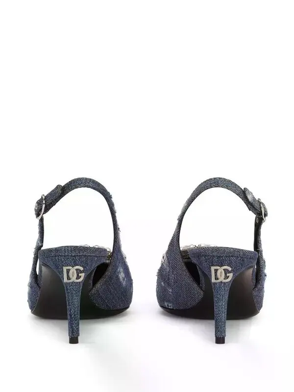 Dolce & Gabbana Patchwork-denim Slingback Pumps