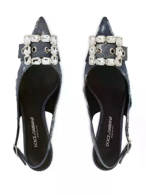 Dolce & Gabbana Patchwork-denim Slingback Pumps