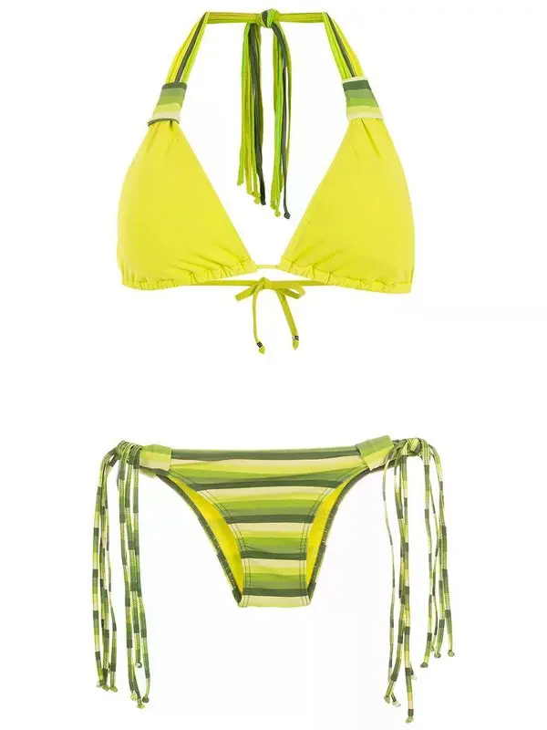 AMIR SLAMA Striped Bikini Set - Green