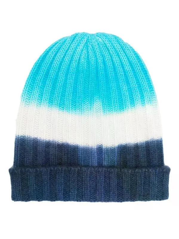 THE ELDER STATESMAN Chunky Ribbed-knit Cashmere Beanie - Blue