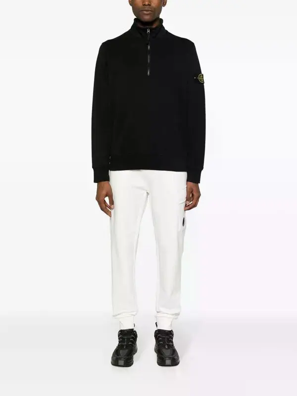 Stone Island Compass-patch Zip-up Sweatshirt - Black