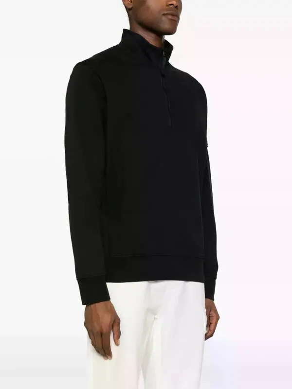 Stone Island Compass-patch Zip-up Sweatshirt - Black