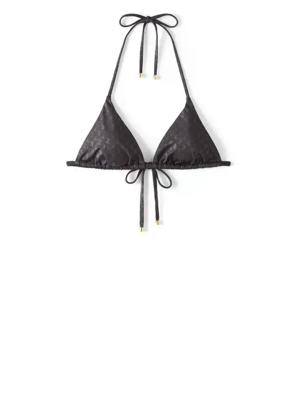 JIMMY CHOO Ariah Logo-print Bikini Top - Black