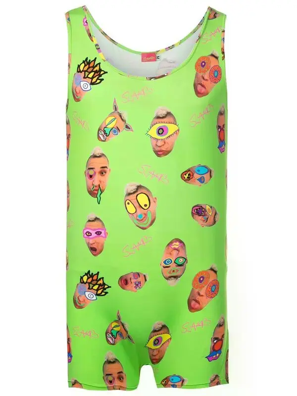 AMIR SLAMA Abstract-print Sleeveless Bodysuit