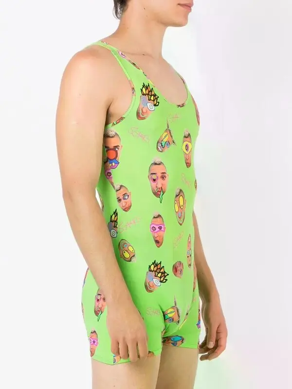 AMIR SLAMA Abstract-print Sleeveless Bodysuit