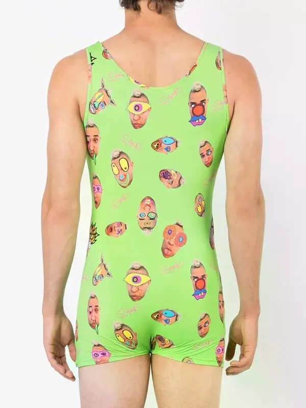 AMIR SLAMA Abstract-print Sleeveless Bodysuit