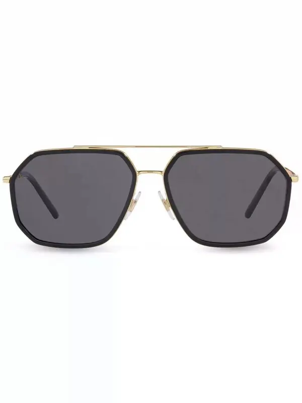 Dolce & Gabbana Double-bridge Pilot-frame Sunglasses - Black