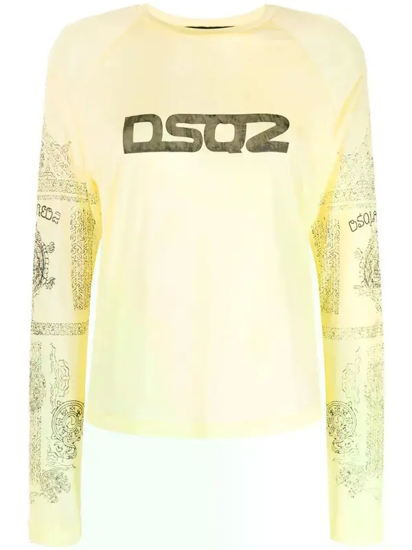 Dsquared2 Logo-print Long-sleeve Top - Yellow