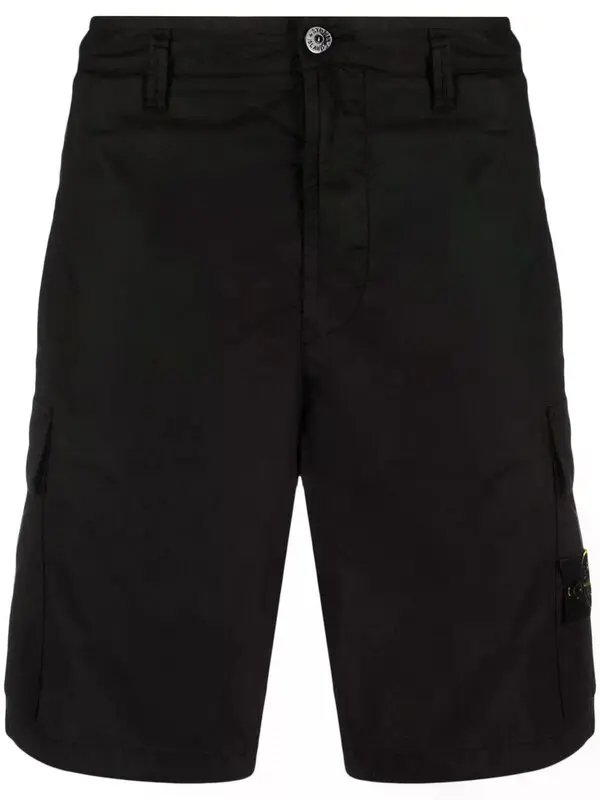 Stone Island Compass-patch Cargo Bermuda Shorts - Black