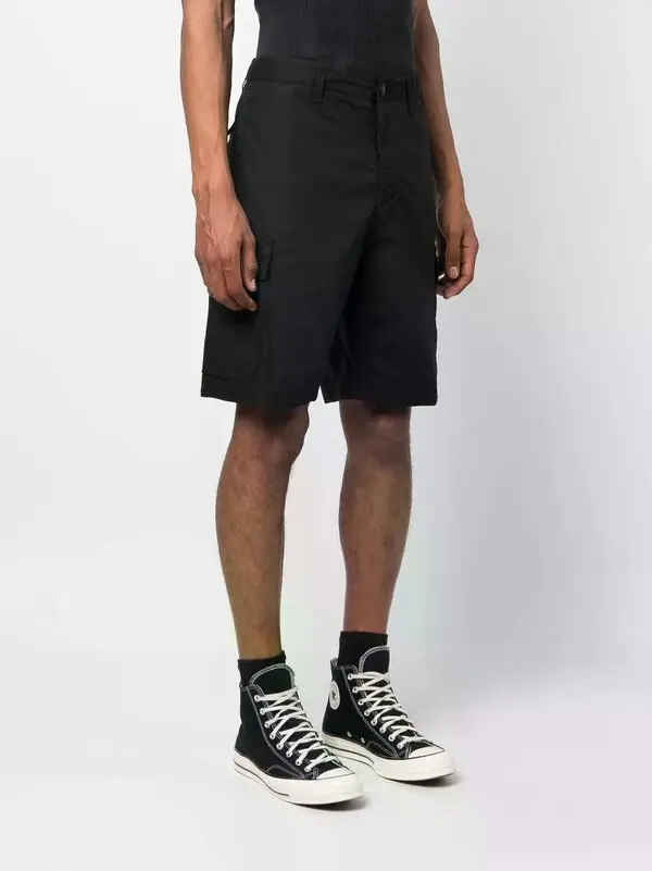 Stone Island Compass-patch Cargo Bermuda Shorts - Black