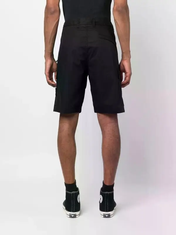 Stone Island Compass-patch Cargo Bermuda Shorts - Black