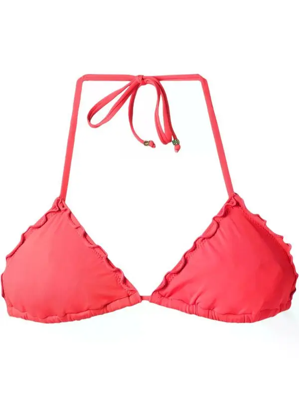 AMIR SLAMA Triangle Bikini Top With Ruffle Trimming - Red