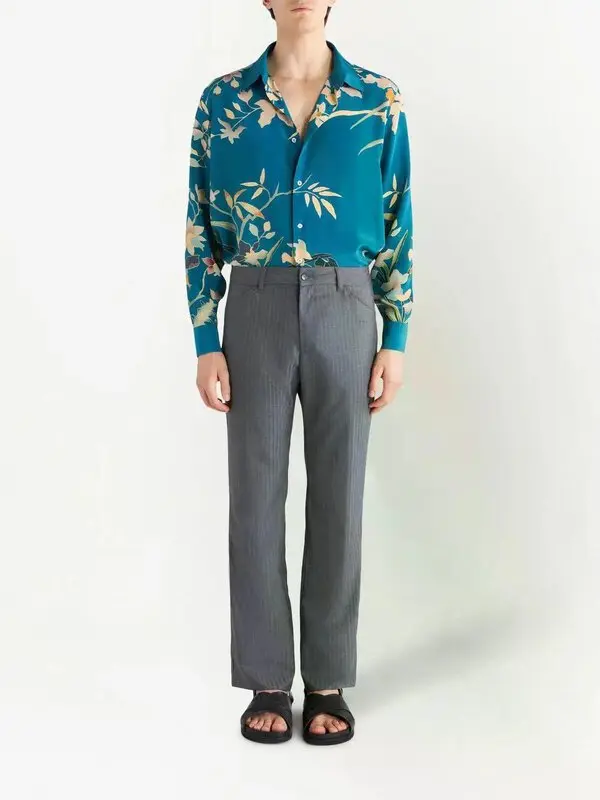 Etro Virgin Wool Straight-leg Trousers - Grey