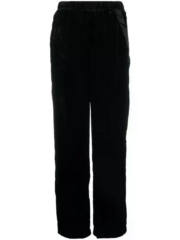 Gold Hawk Velvet Straight Leg Trousers - Black
