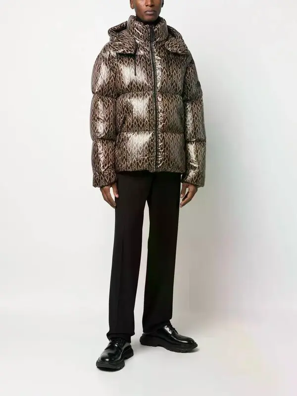 Mackage Monogram-print Padded Coat - Brown