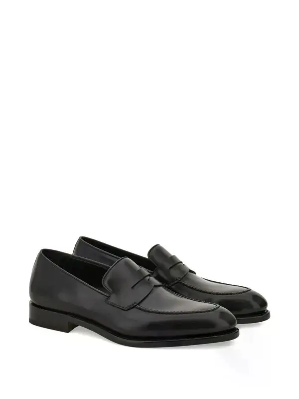 FERRAGAMO Tramezza Leather Loafers - Black