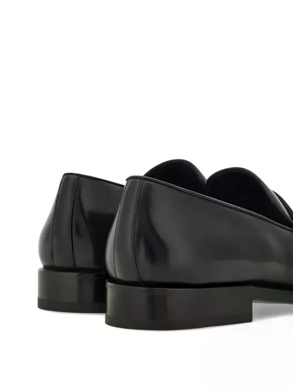 FERRAGAMO Tramezza Leather Loafers - Black
