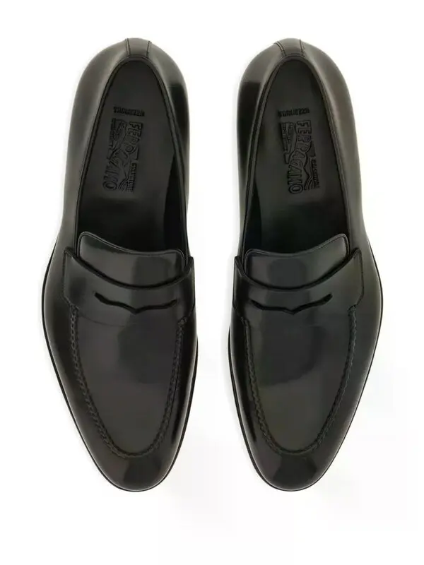 FERRAGAMO Tramezza Leather Loafers - Black