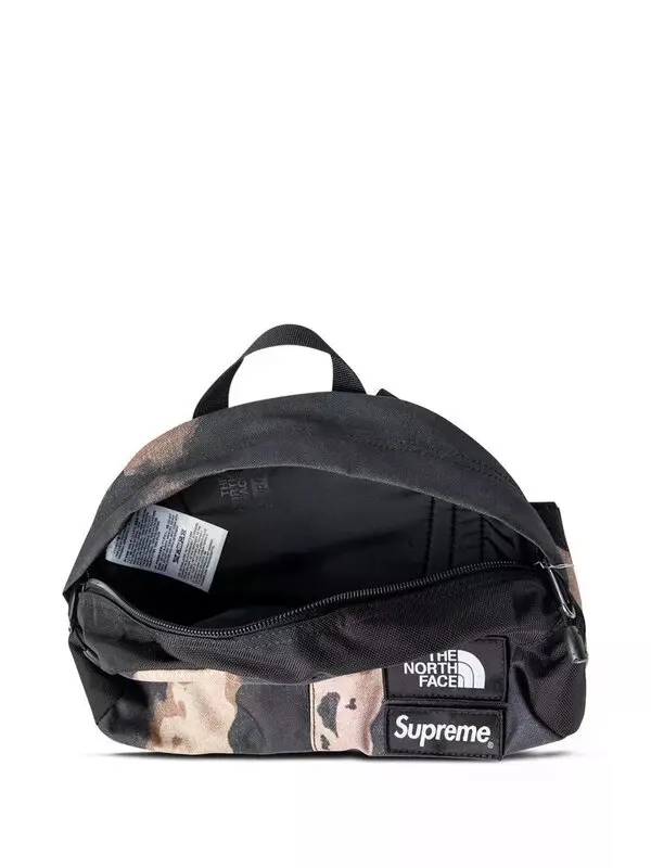 Supreme X The North Face Bleached Denim-print Roo Ii Bag - Brown