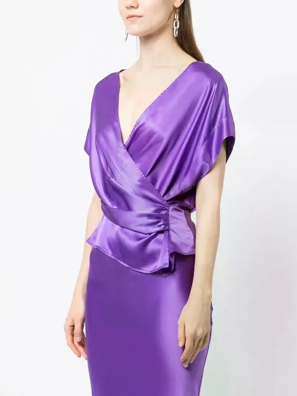 Michelle Mason Open-neck Draped Top - Purple