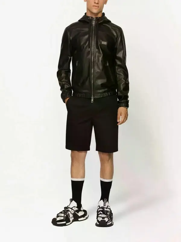 Dolce & Gabbana Hooded Leather Jacket