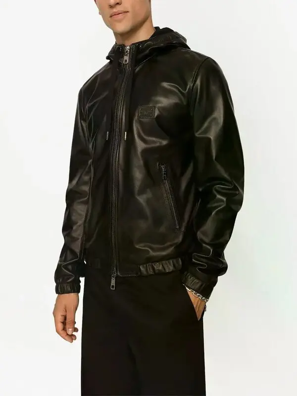 Dolce & Gabbana Hooded Leather Jacket