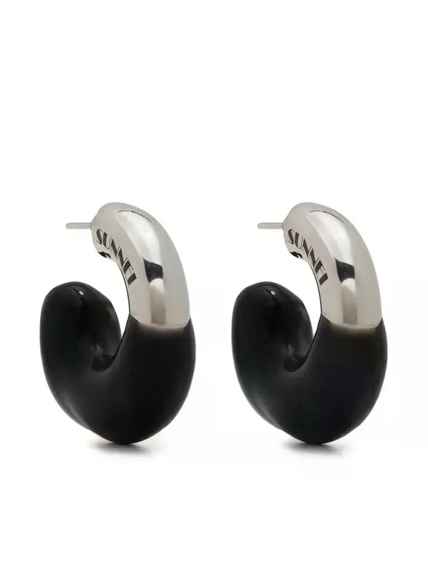 Sunnei Rubberized Hoop Earrings - Black