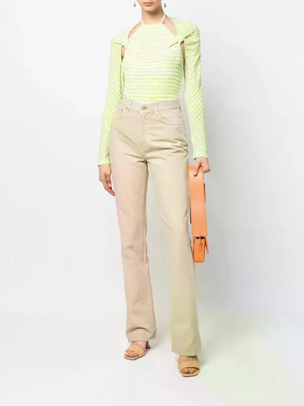 Jacquemus Check-print Cut-out Bodysuit - Green