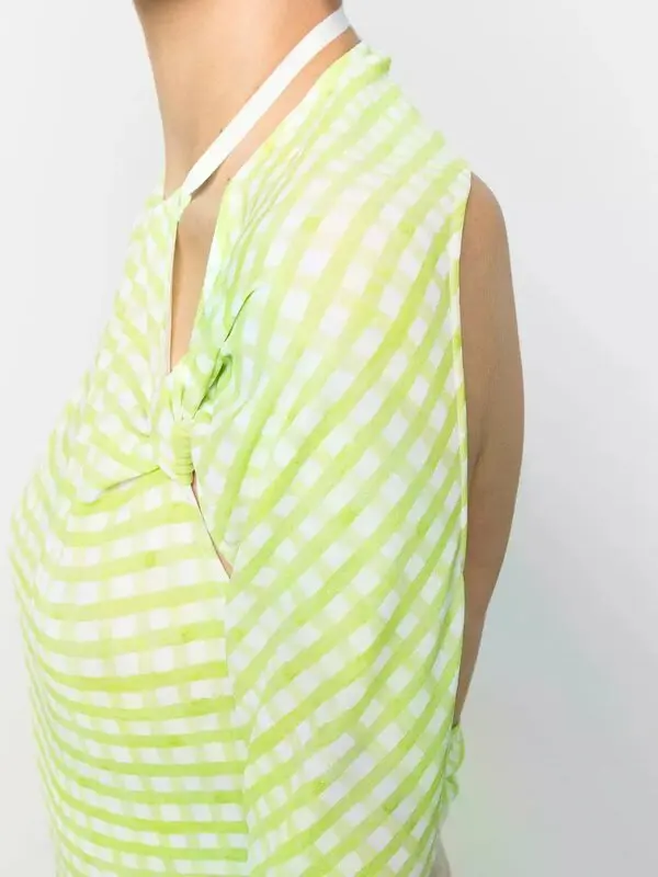 Jacquemus Check-print Cut-out Bodysuit - Green