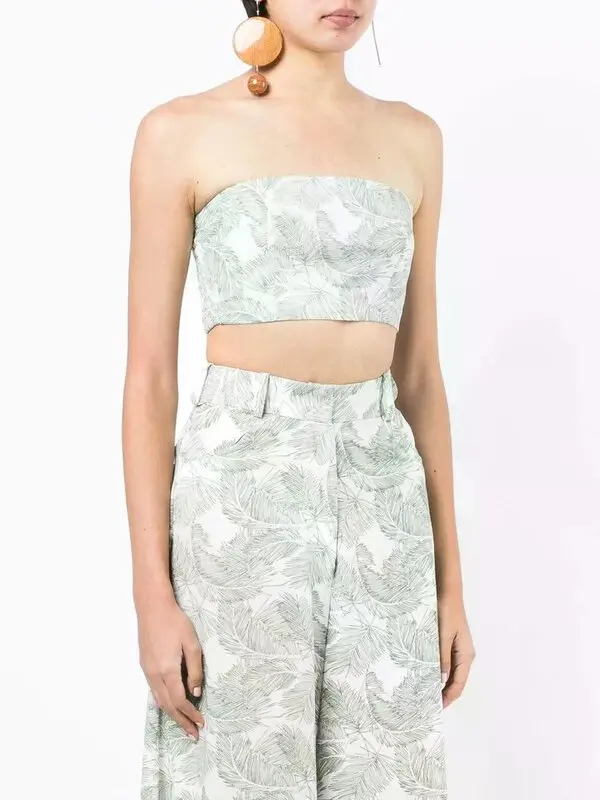BAMBAH Palm Leaf-print Bustier Top