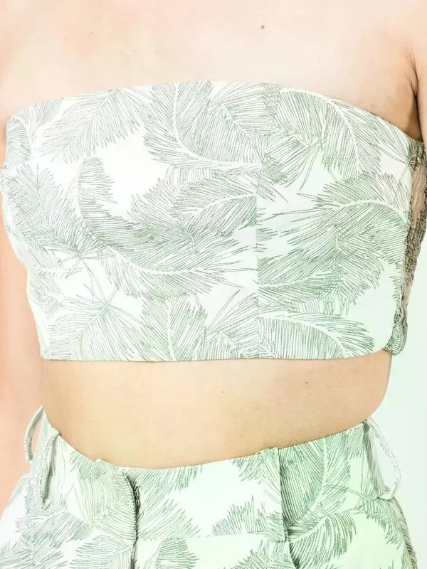 BAMBAH Palm Leaf-print Bustier Top