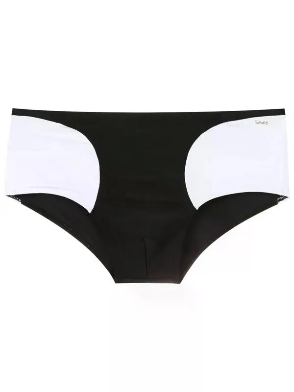 AMIR SLAMA Two-tone Slip-on Swim Trunks - Black