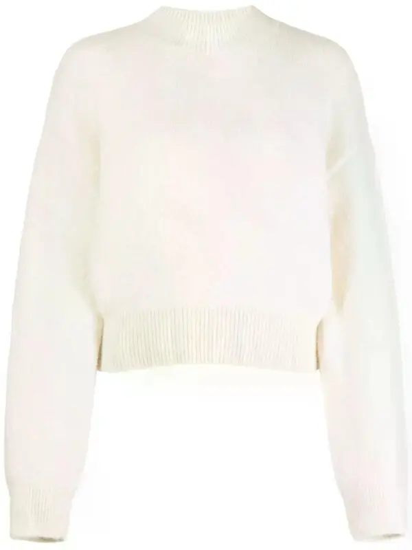 Jacquemus Logo-intarsia Brushed-knit Sweater - Neutrals