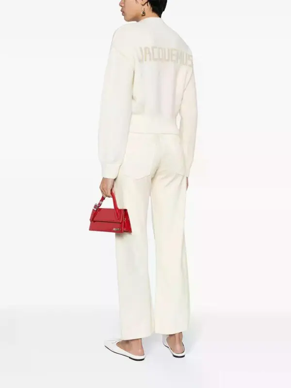 Jacquemus Logo-intarsia Brushed-knit Sweater - Neutrals