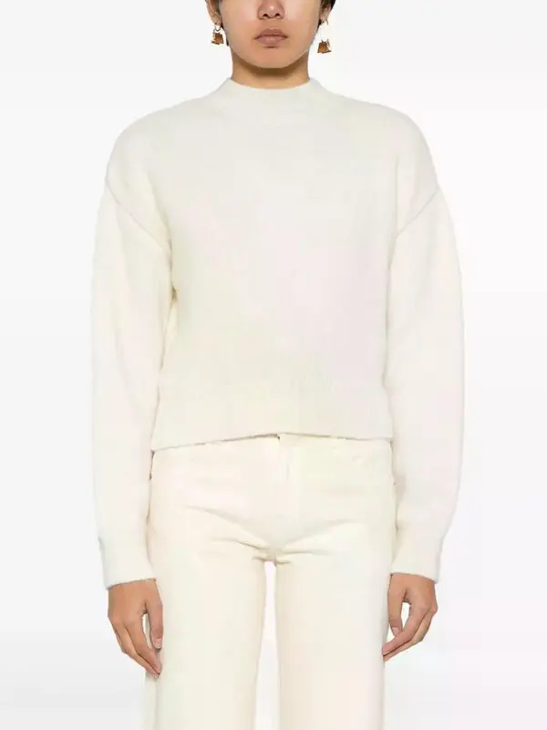Jacquemus Logo-intarsia Brushed-knit Sweater - Neutrals