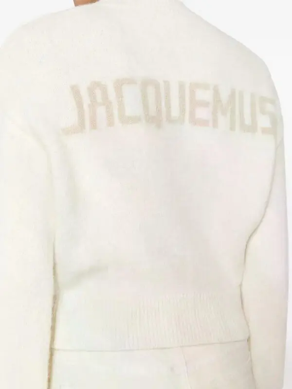 Jacquemus Logo-intarsia Brushed-knit Sweater - Neutrals
