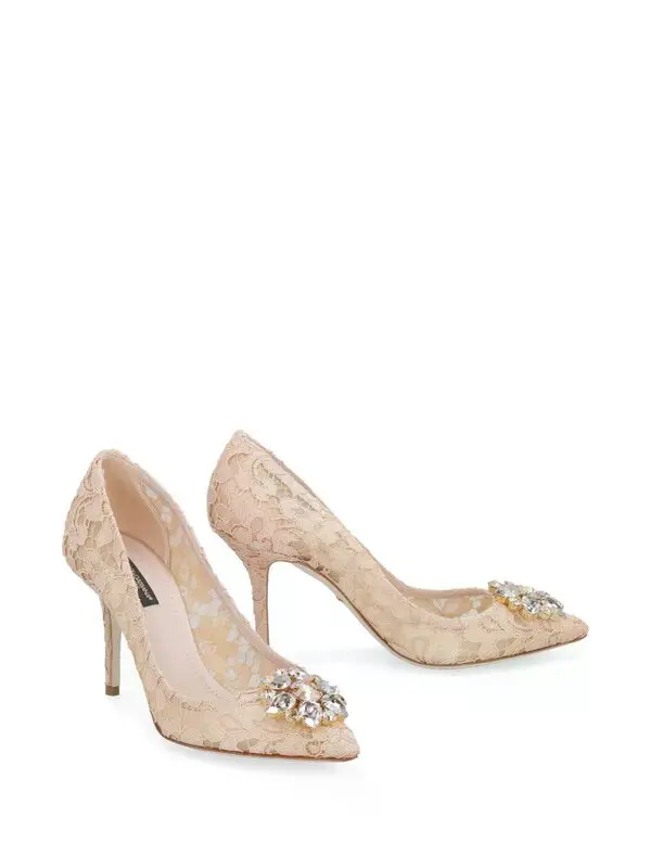 Dolce & Gabbana Rainbow Lace Brooch-detail Pumps - Neutrals