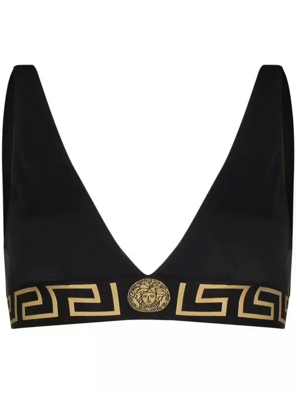 Versace Greca Border Bikini Top - Black