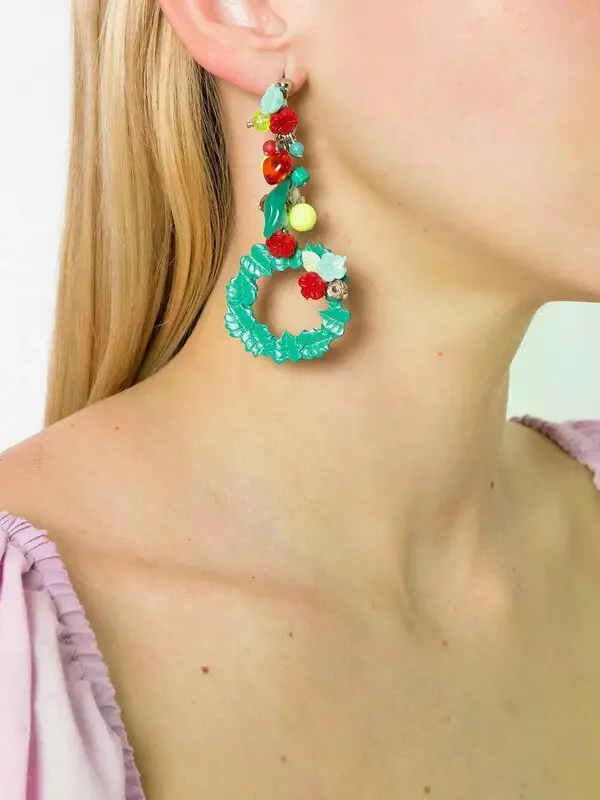 AMIR SLAMA Floral-appliqué Asymmetric Earrings