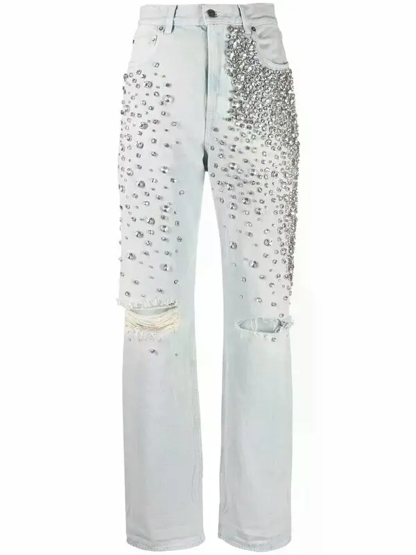 GOLDEN GOOSE Cabochon-crystal Bleached Jeans