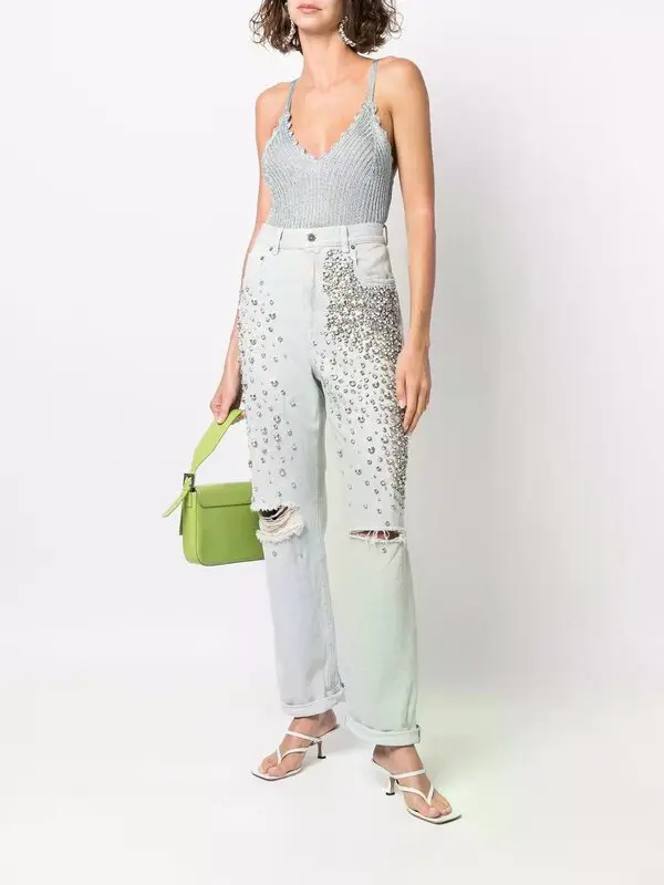 GOLDEN GOOSE Cabochon-crystal Bleached Jeans