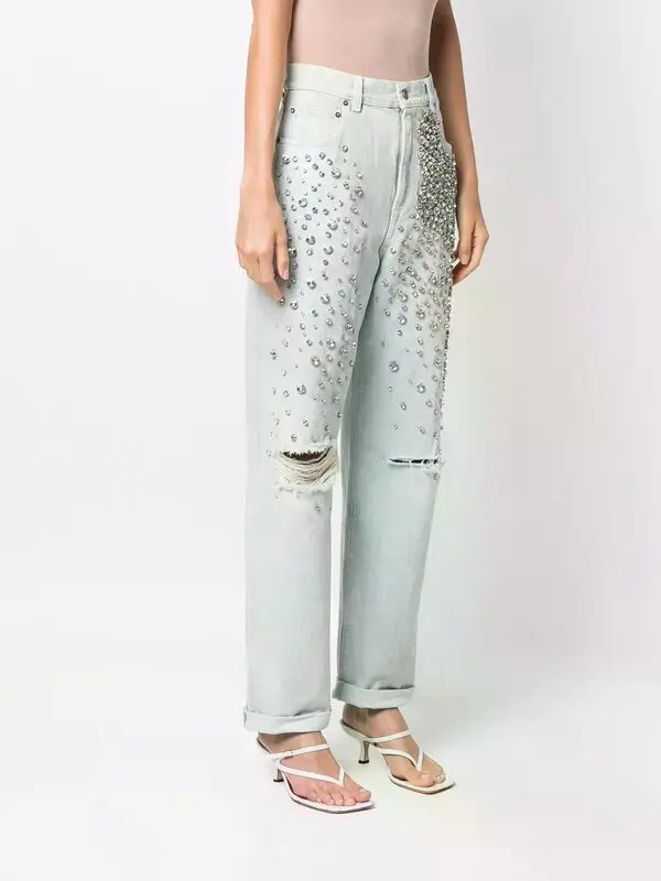 GOLDEN GOOSE Cabochon-crystal Bleached Jeans