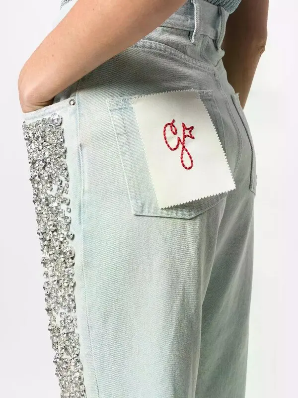 GOLDEN GOOSE Cabochon-crystal Bleached Jeans