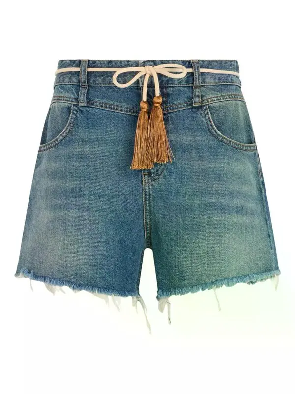 Liu Jo Raw Edge Denim Shorts With Tassel Belt
