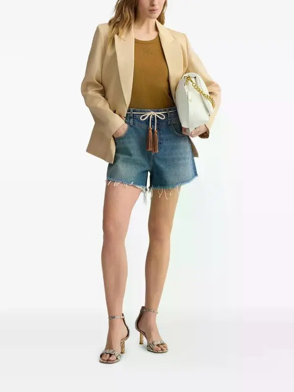 Liu Jo Raw Edge Denim Shorts With Tassel Belt