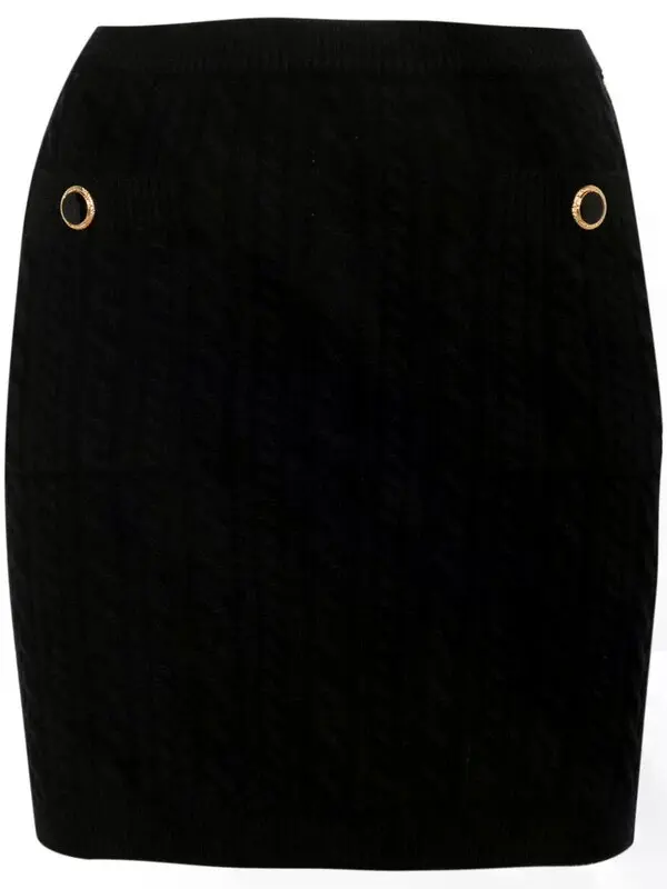 Alessandra Rich Cable-knit Wool Mini Skirt - Black