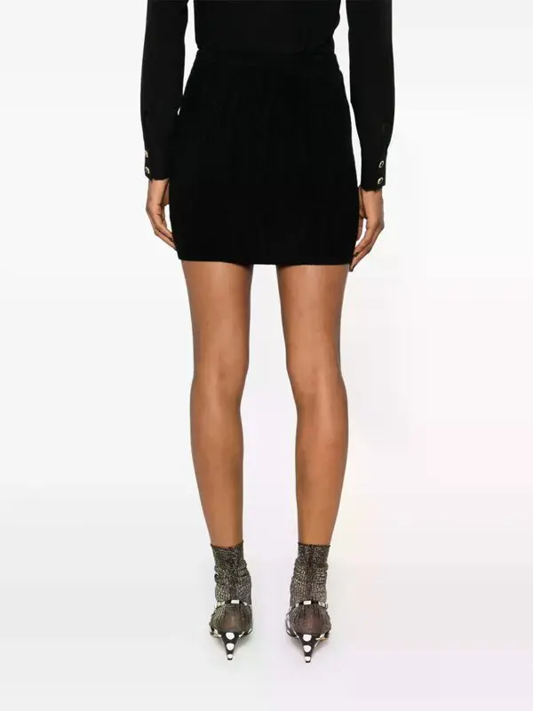 Alessandra Rich Cable-knit Wool Mini Skirt - Black